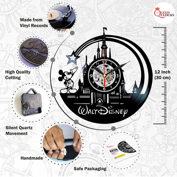 QueenClocks | Wall Decor | Mickey Mouse Clock Disneyland Vinyl Disney ...